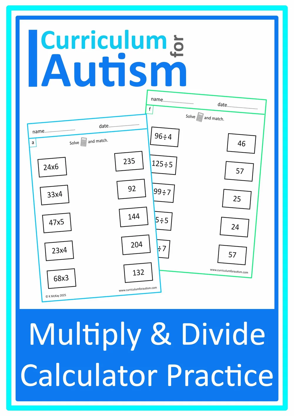 Autism Math Calculator Practice Double Digit Addition & Subtraction ...