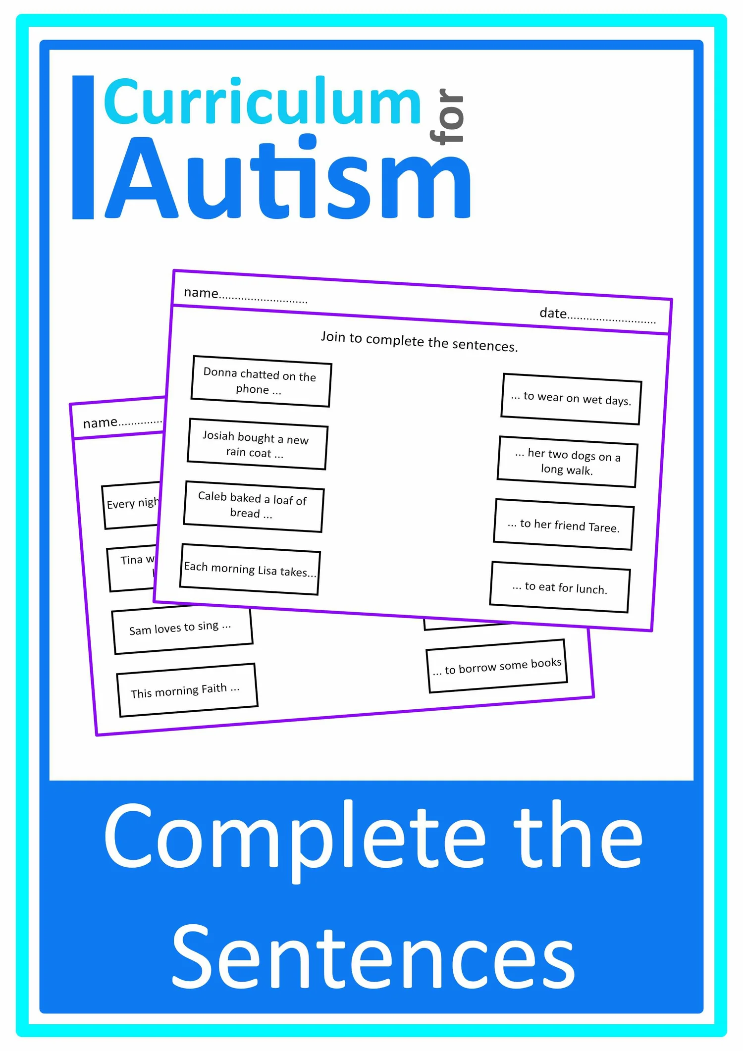 Sentence Building Mats Autism Special Education Resource Classroom ...