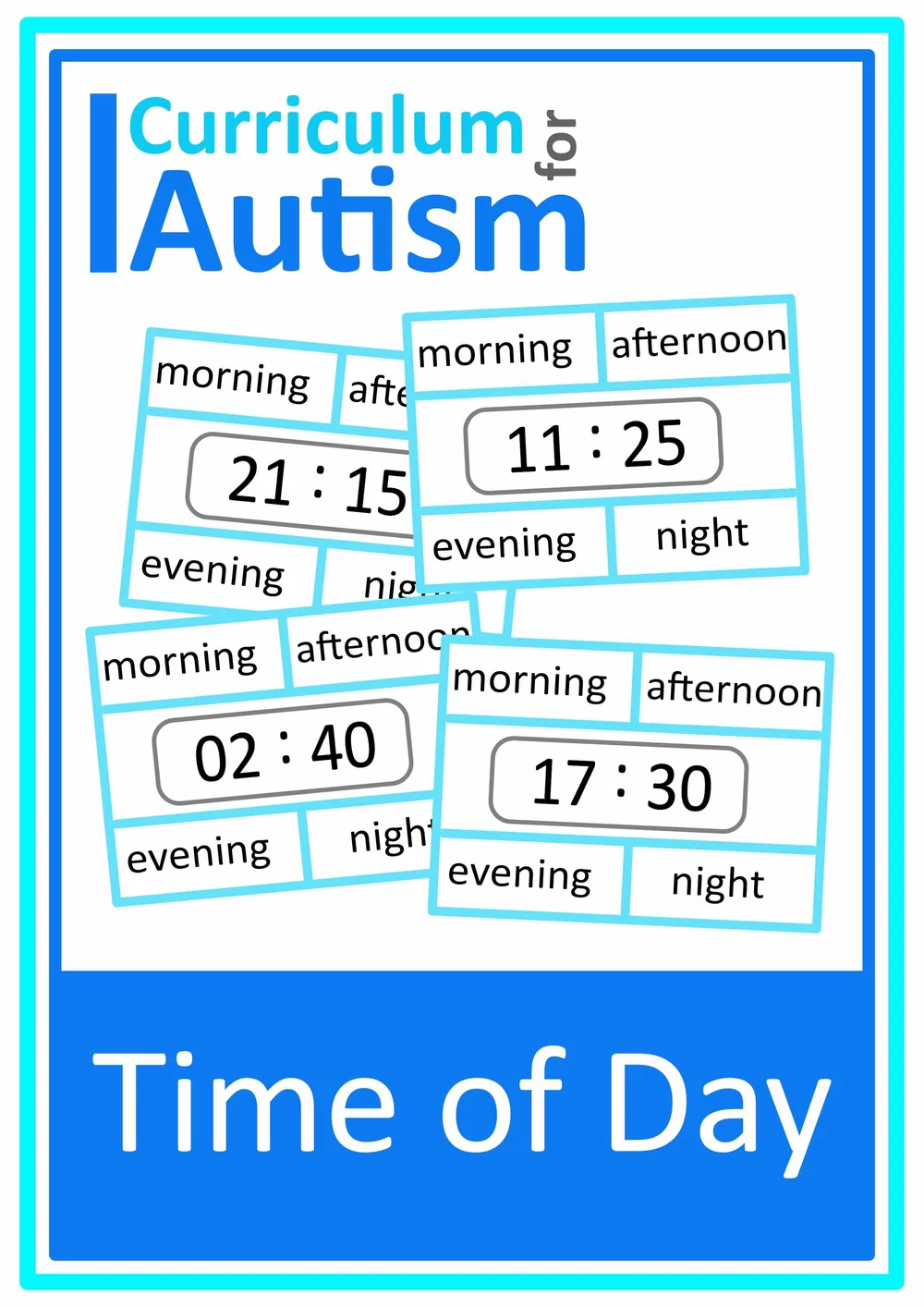 Tell The Time Large Print Analogue Clock Cards Autism Special Education ...
