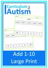 Number Recognition 1-20 Large Print Matching Worksheets Autism Special ...
