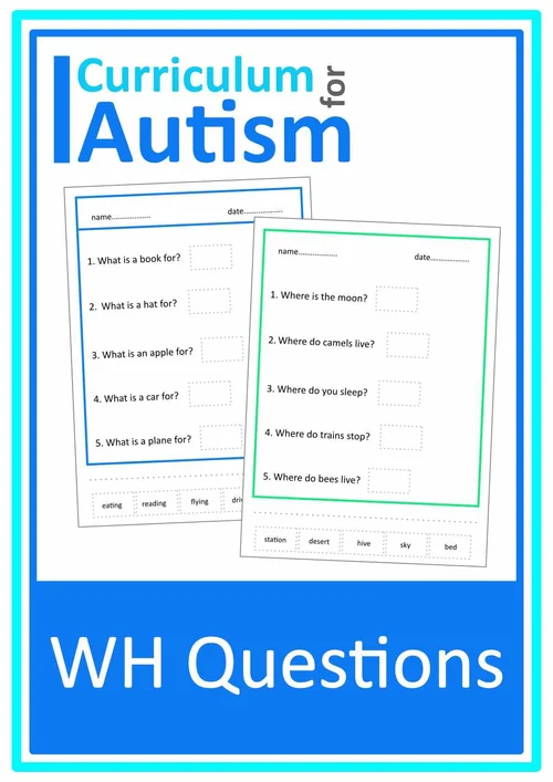 WH Questions Comprehension Task Mats Autism Special Education Speech ...