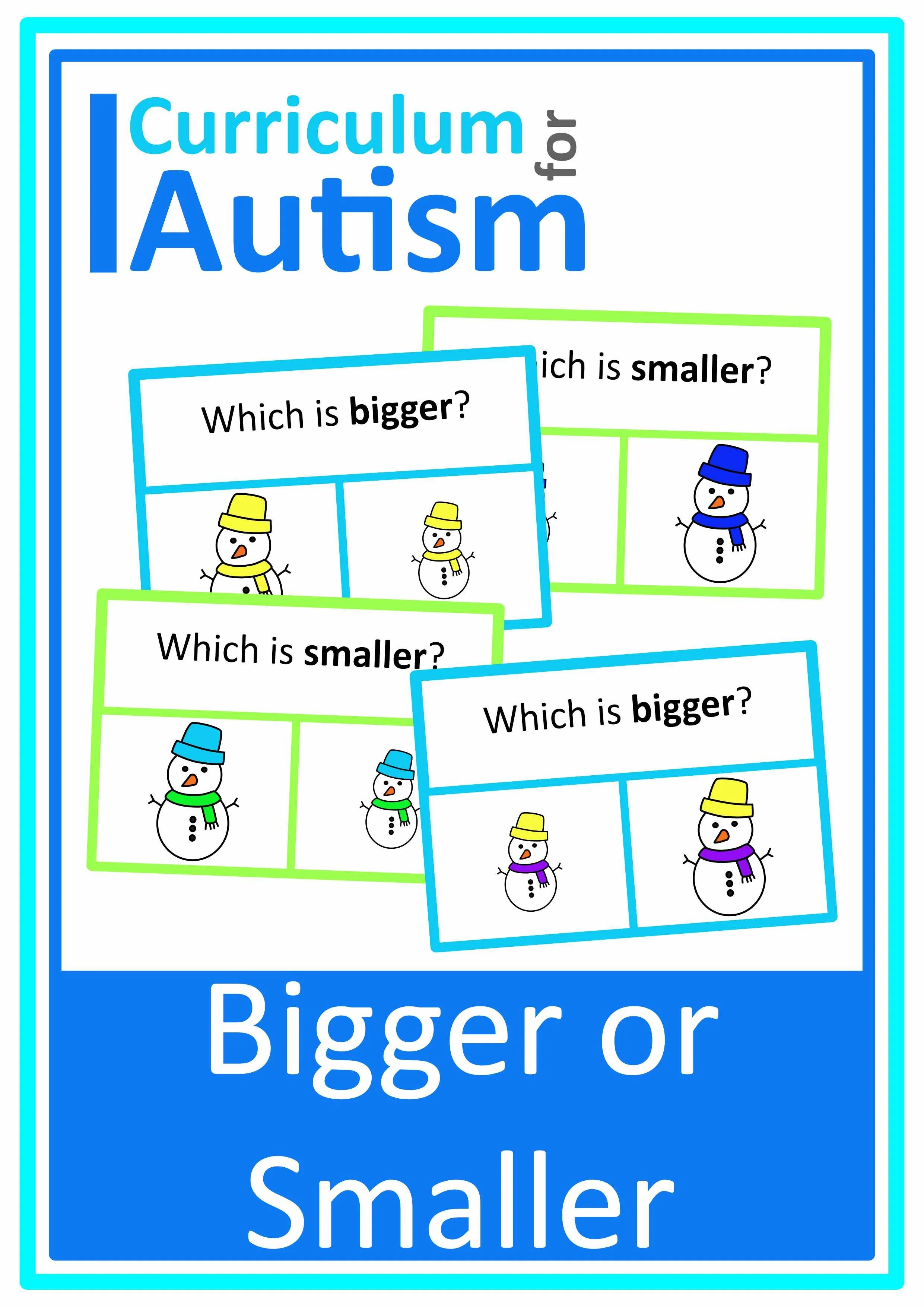 Bigger or Smaller Comparing Size Clothes Clip Cards Autism Special ...