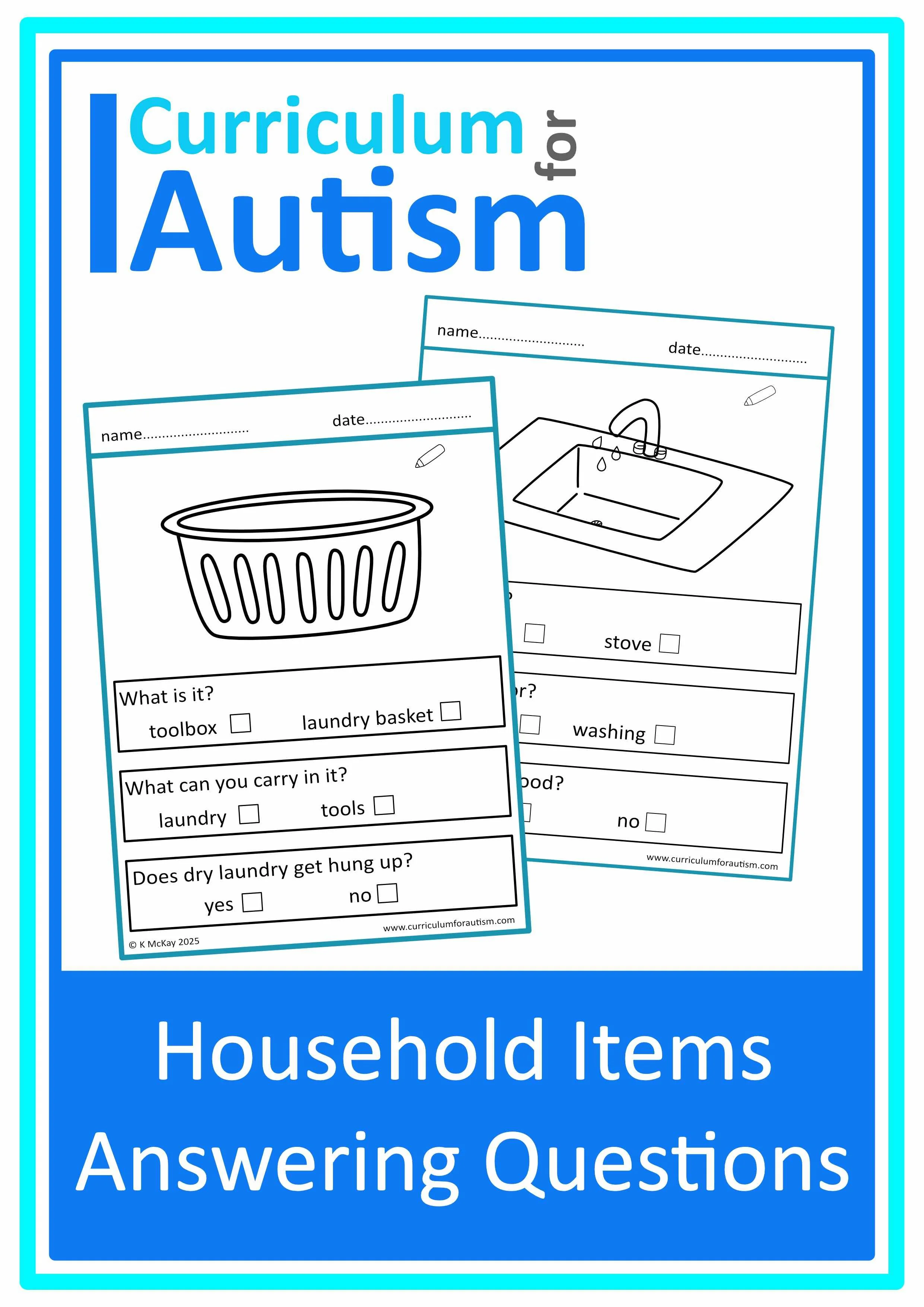 WH Questions Large Print Worksheets Autism Special Education ...