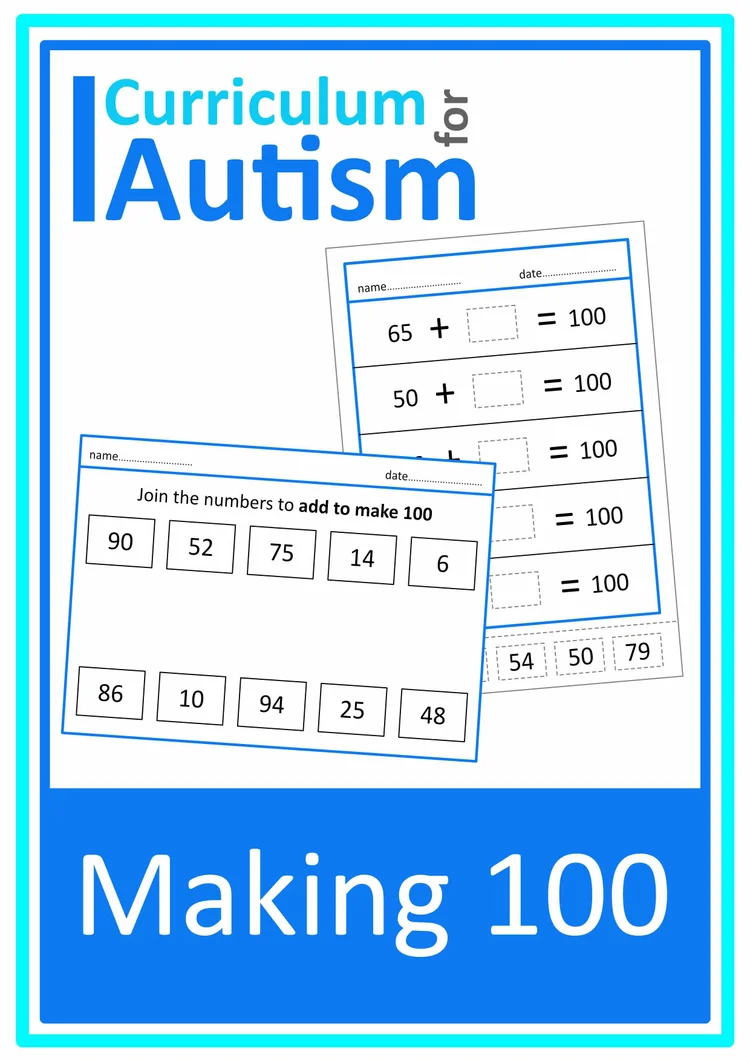 Addition 10-20 Cut Paste Worksheets Autism Special Education Resource ...