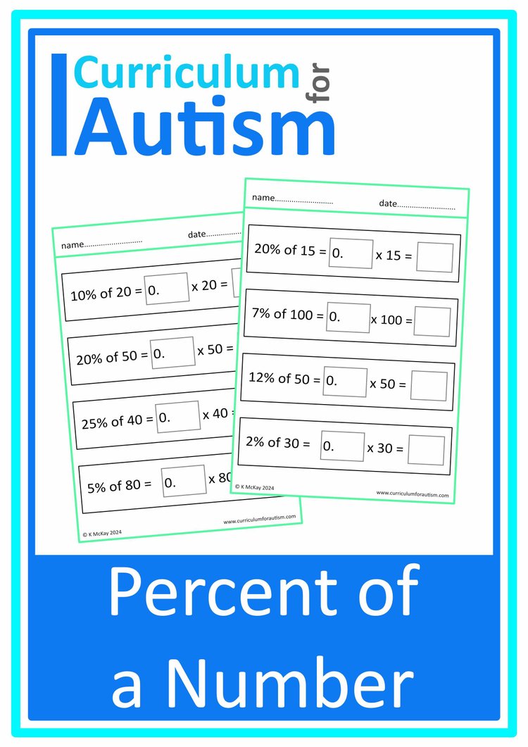 Percent of Numbers Match Worksheets Autism Special Education Resource ...