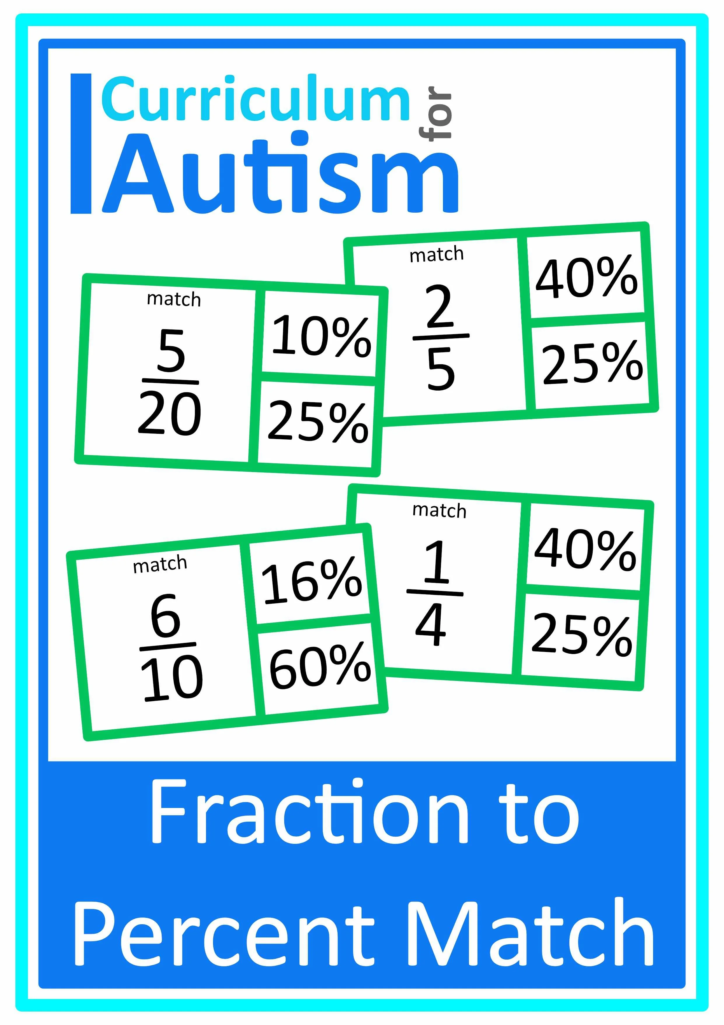 Percent of Numbers Match Worksheets Autism Special Education Resource ...
