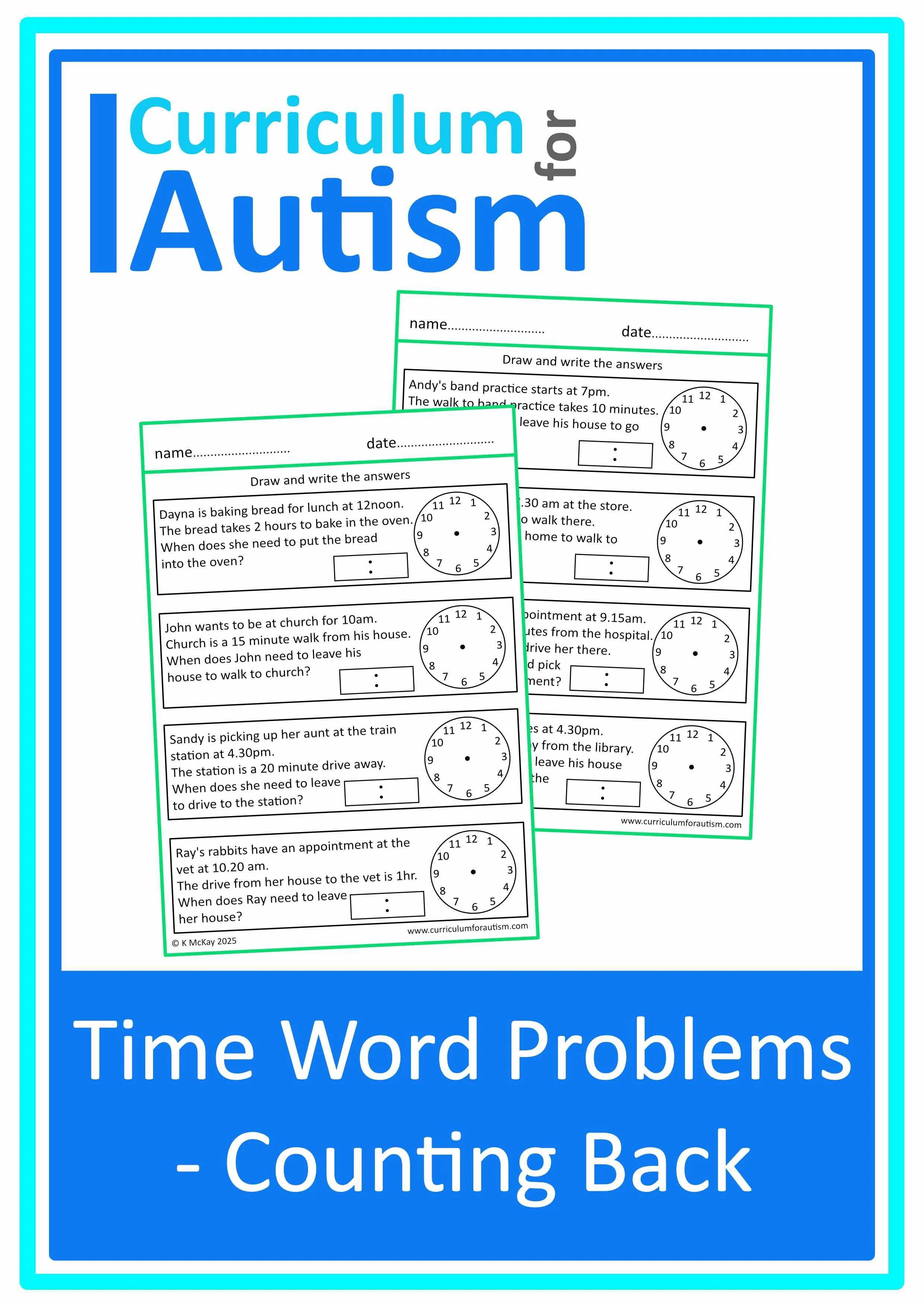 Telling The Time Digital Clocks Match Worksheets Autism Special ...