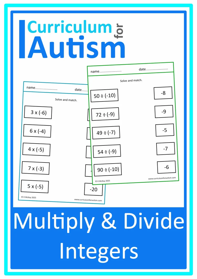 Integers Addition, Subtraction, Multiplication & Division Cards ...