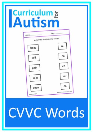 Vowel Teams Word Match Phonics Worksheets Autism Special Education ...