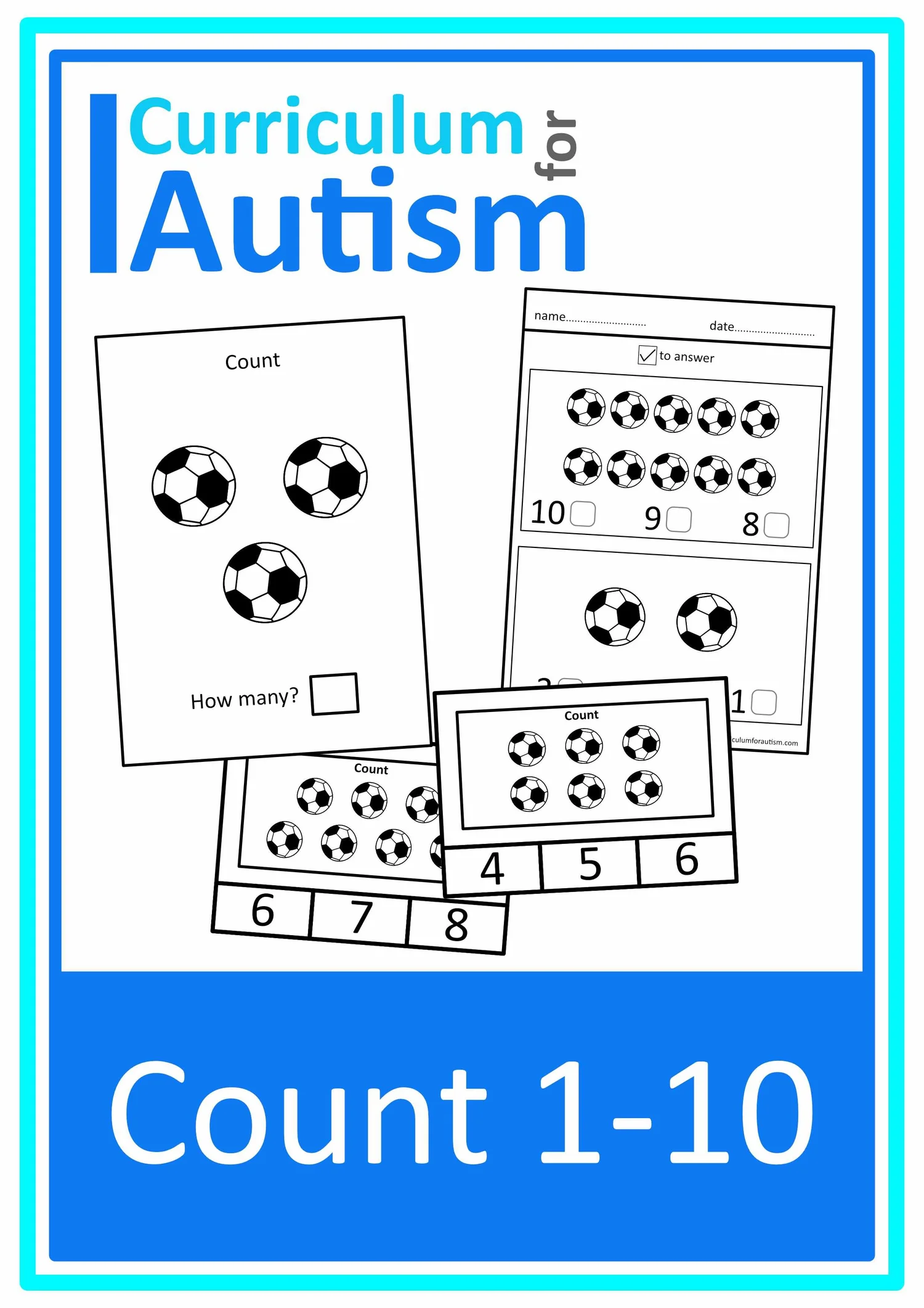 Count 1-10 School Supplies Theme Worksheets 1-to-1 Correspondence ...