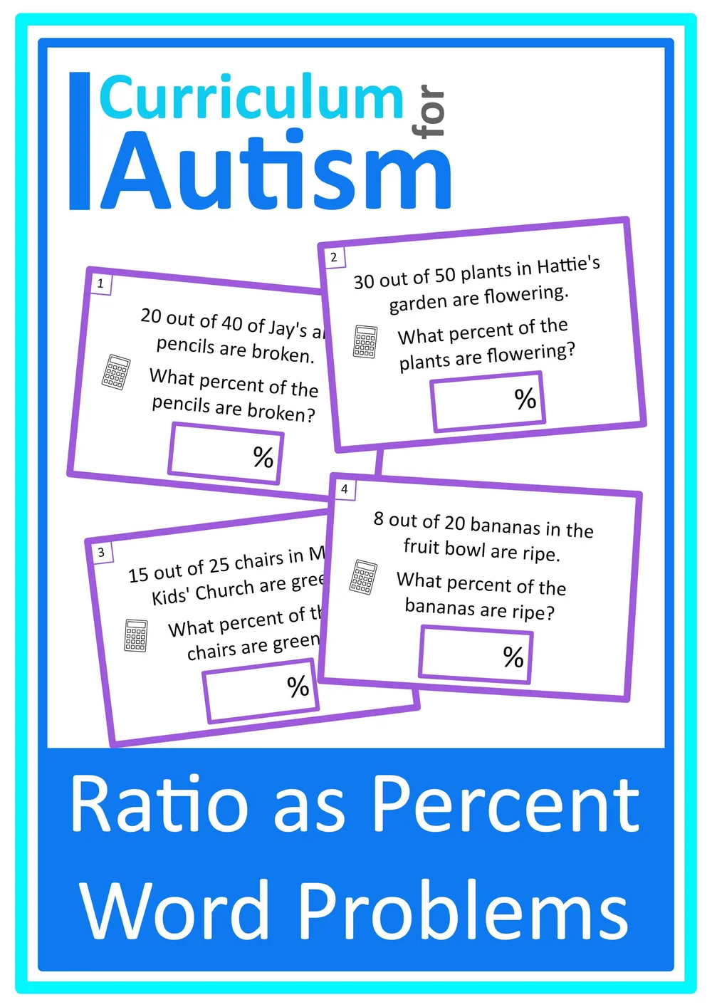 Converting Decimals & Percents Simplified Cards Autism Special ...