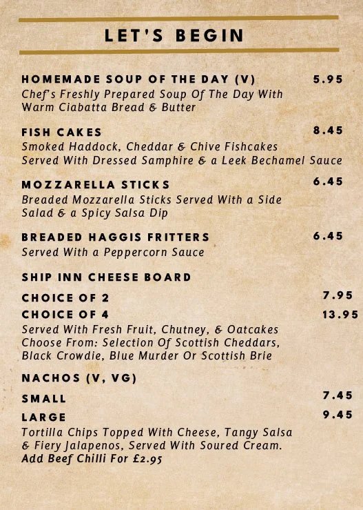 FOOD — The Ship Inn North Berwick