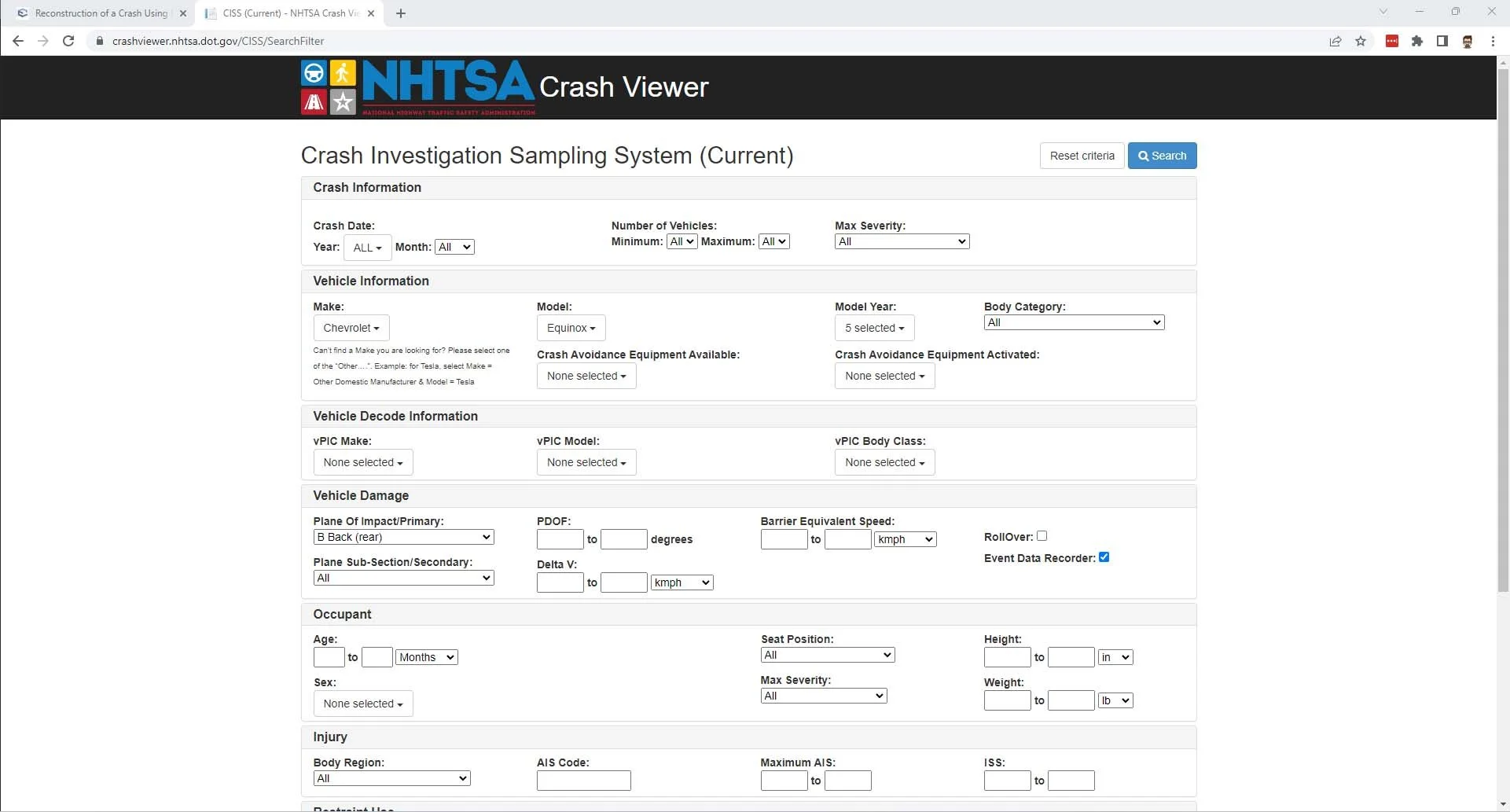 Reconstruction of a Crash Using Exemplar EDR Records — Nathan Rose ...