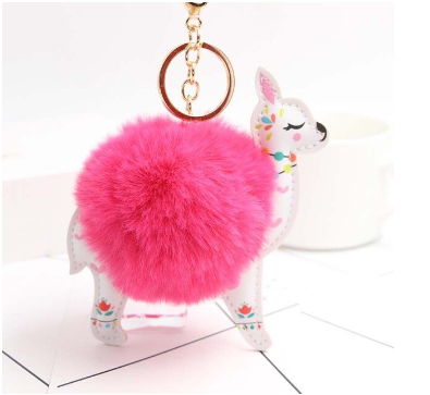 Aussie Alpaca World Alpaca Llama Fluffy Key Chain - Hot Pink — Aussie ...
