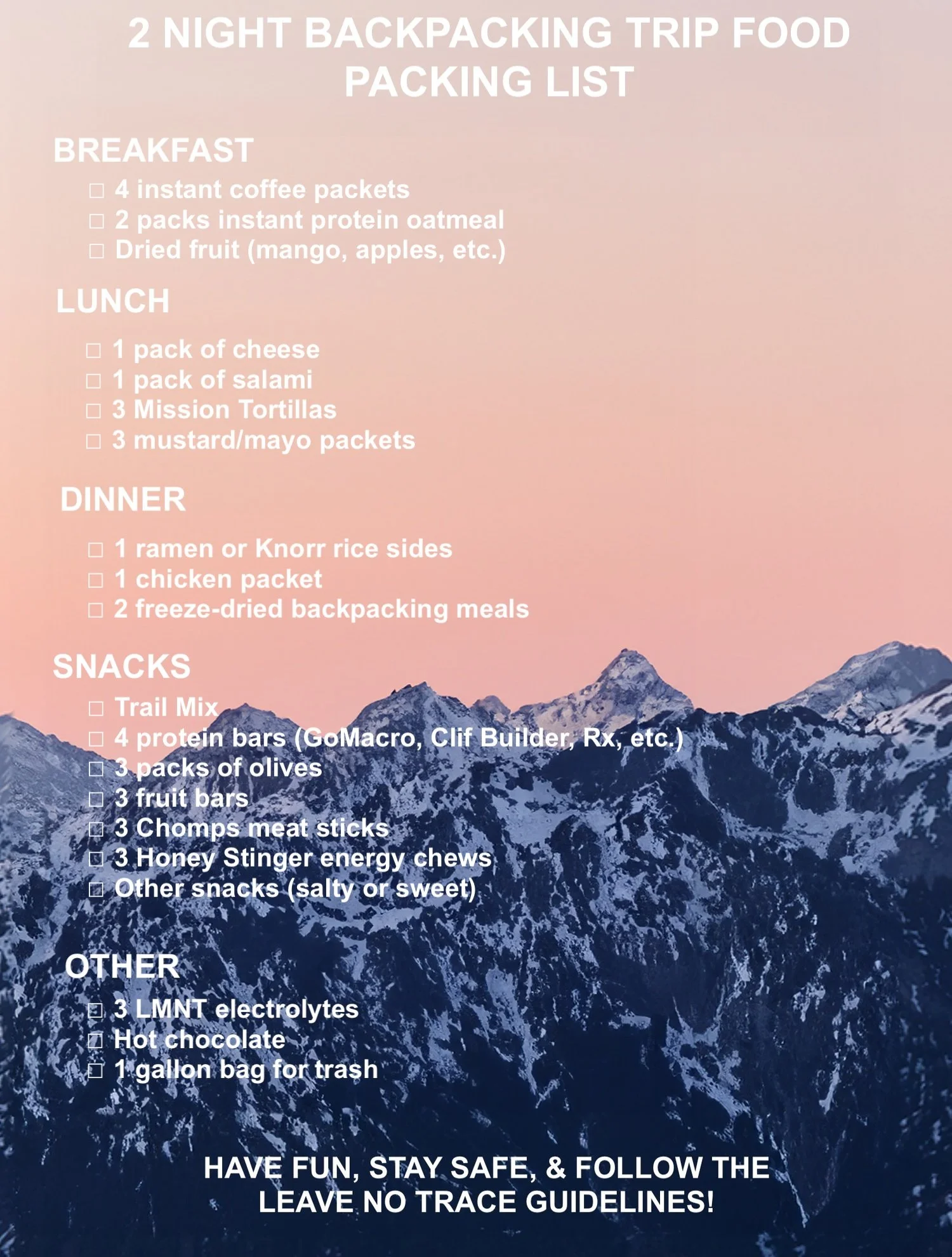 Weekend Backpacking Trip Food Guide — Backhacker Babe