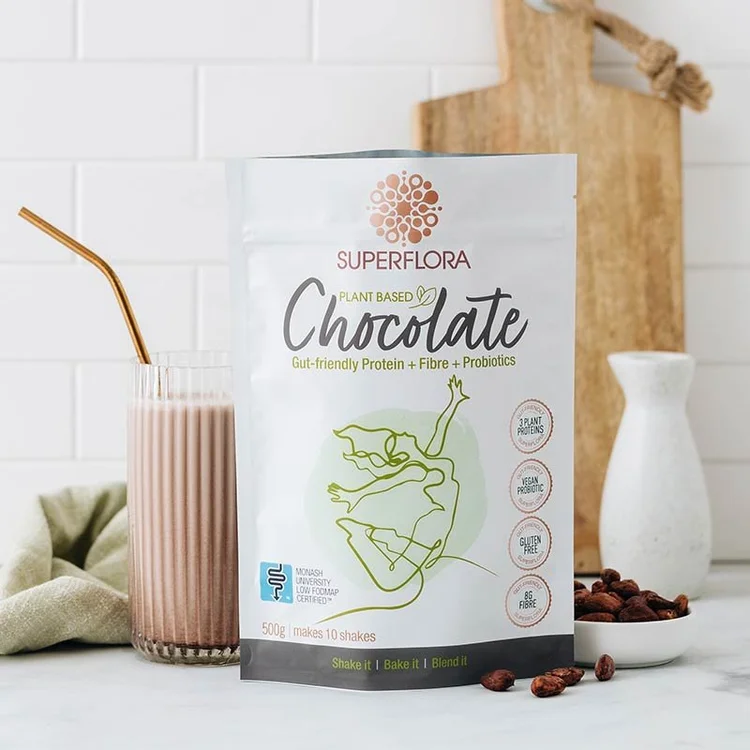 Superflora chocolate and vanilla gut health shakes — Noisy Guts