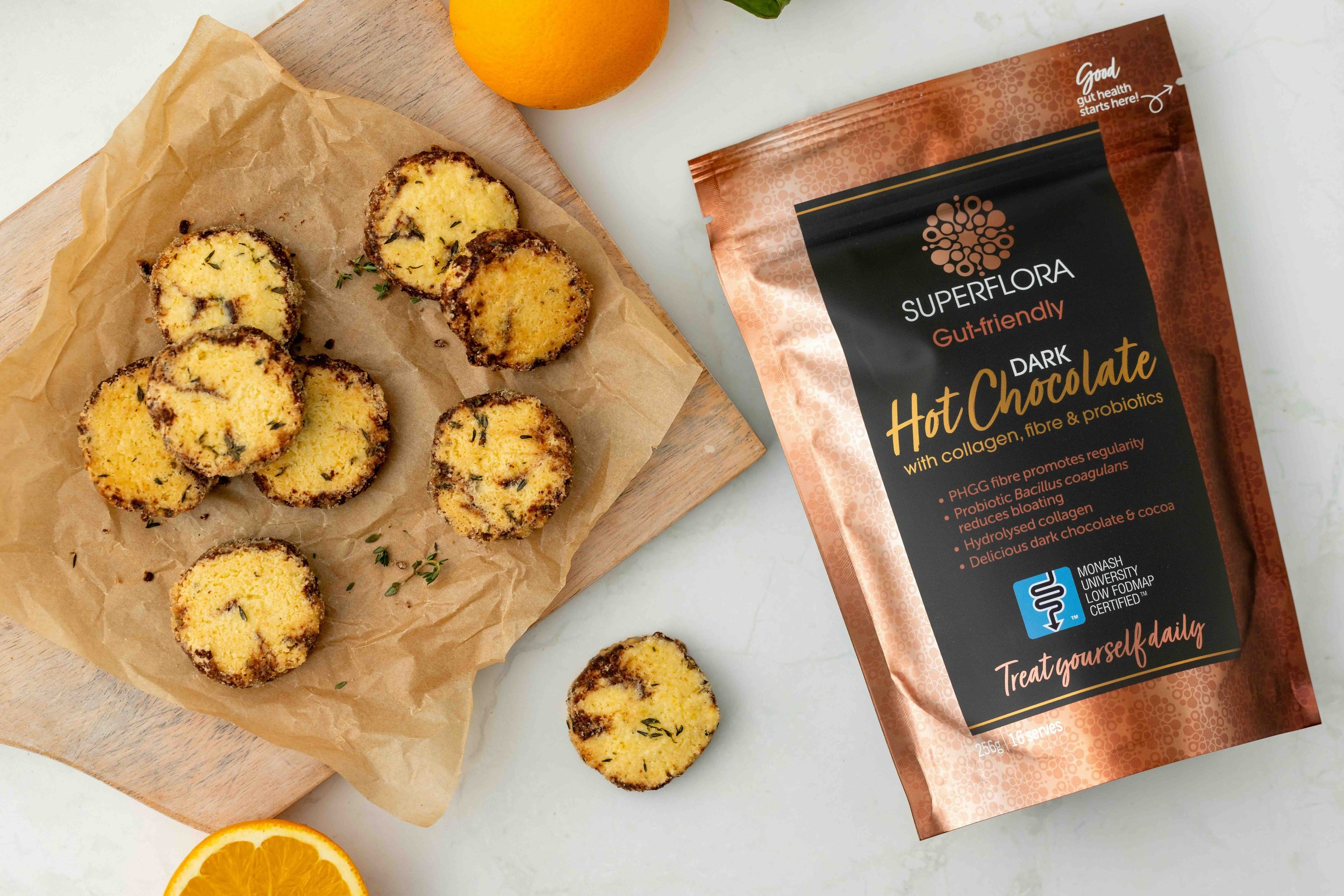 Thyme, orange and chocolate low fodmap shortbread — Noisy Guts