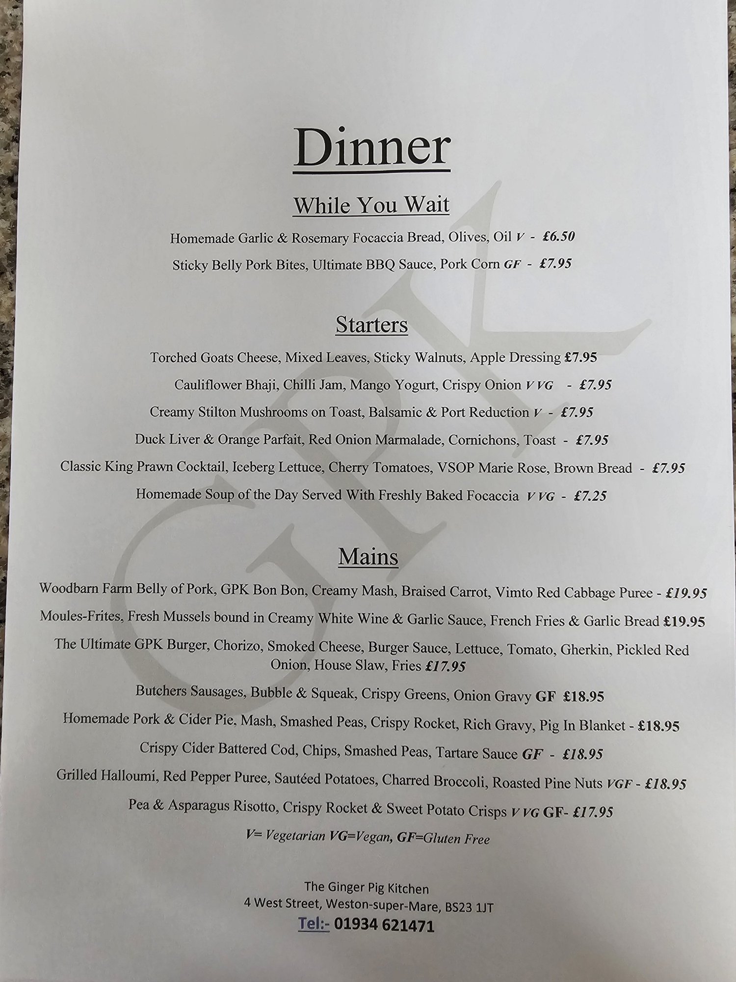 Dinner — Ginger Pig Kitchen