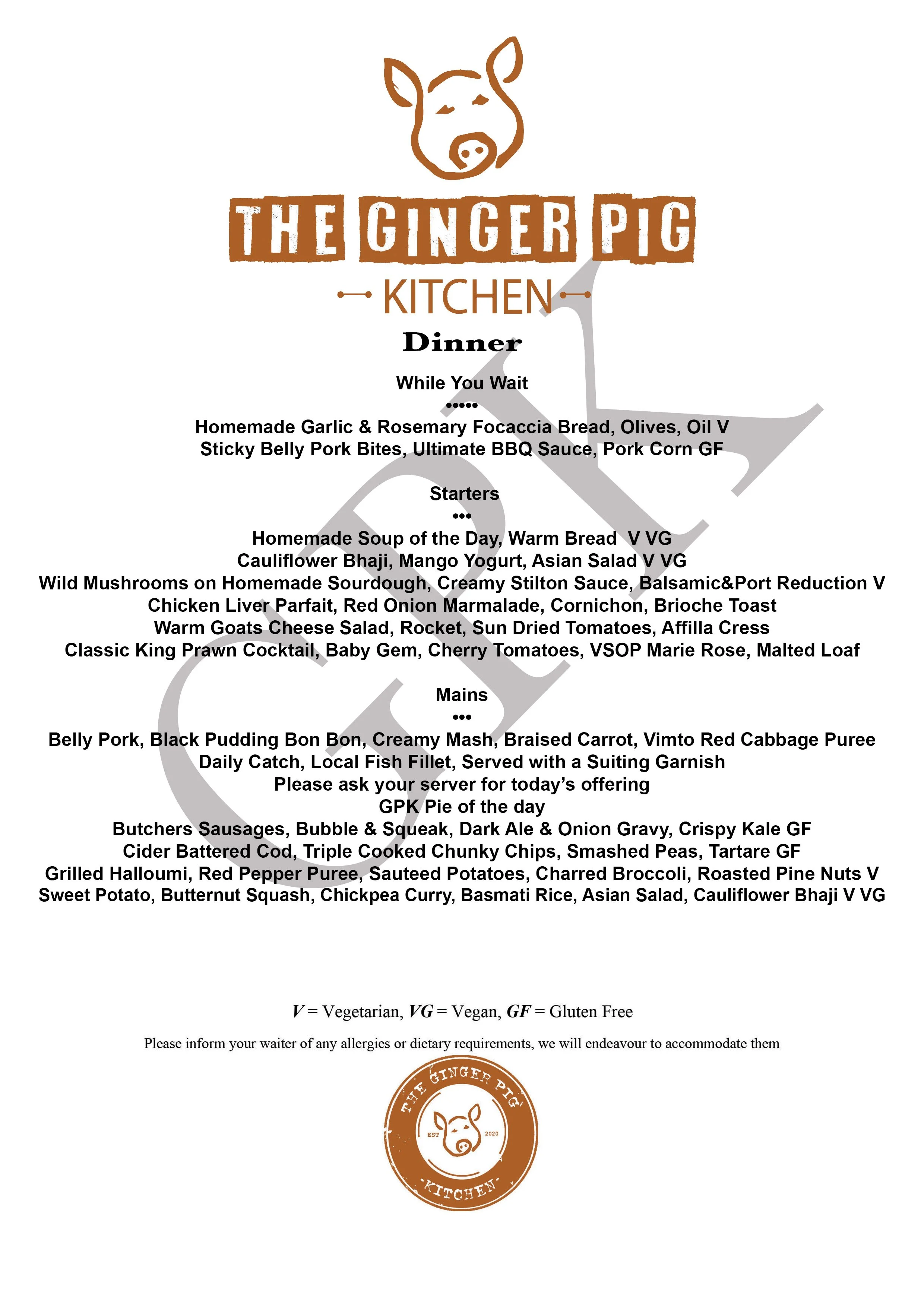 Dinner — Ginger Pig Kitchen