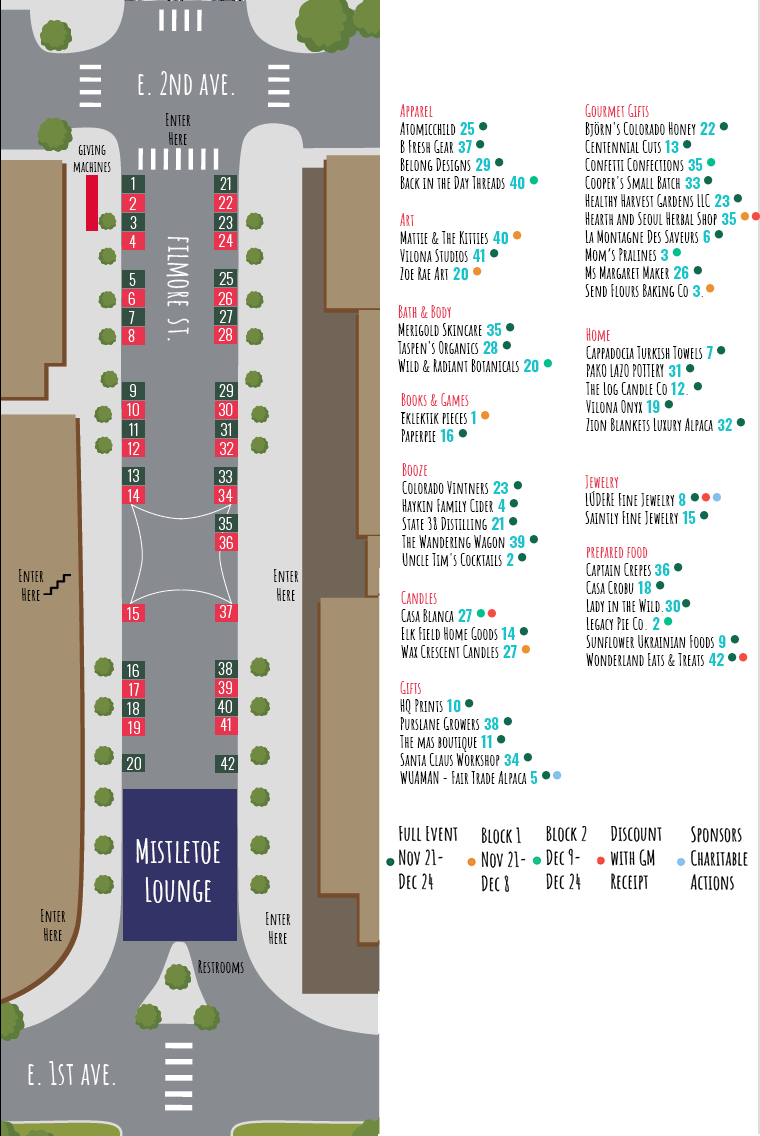 Vendor Map for Giving Machines — Cherry Creek Holiday Market