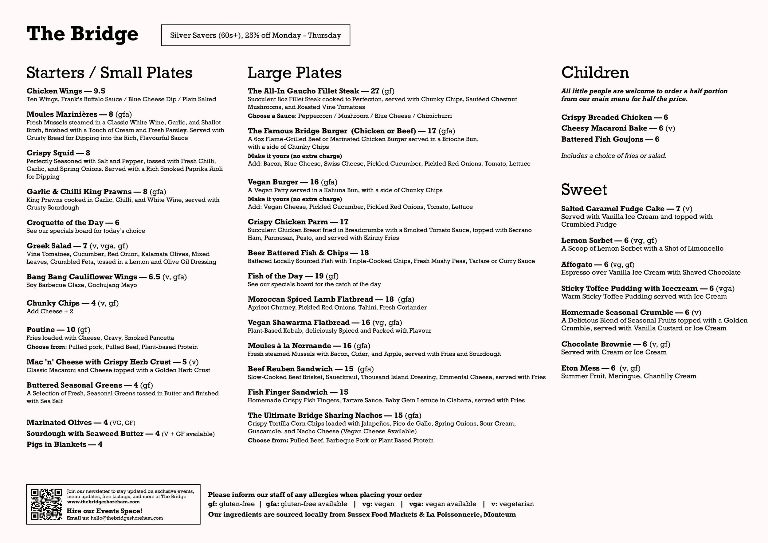 Our Menus — The Bridge Shoreham