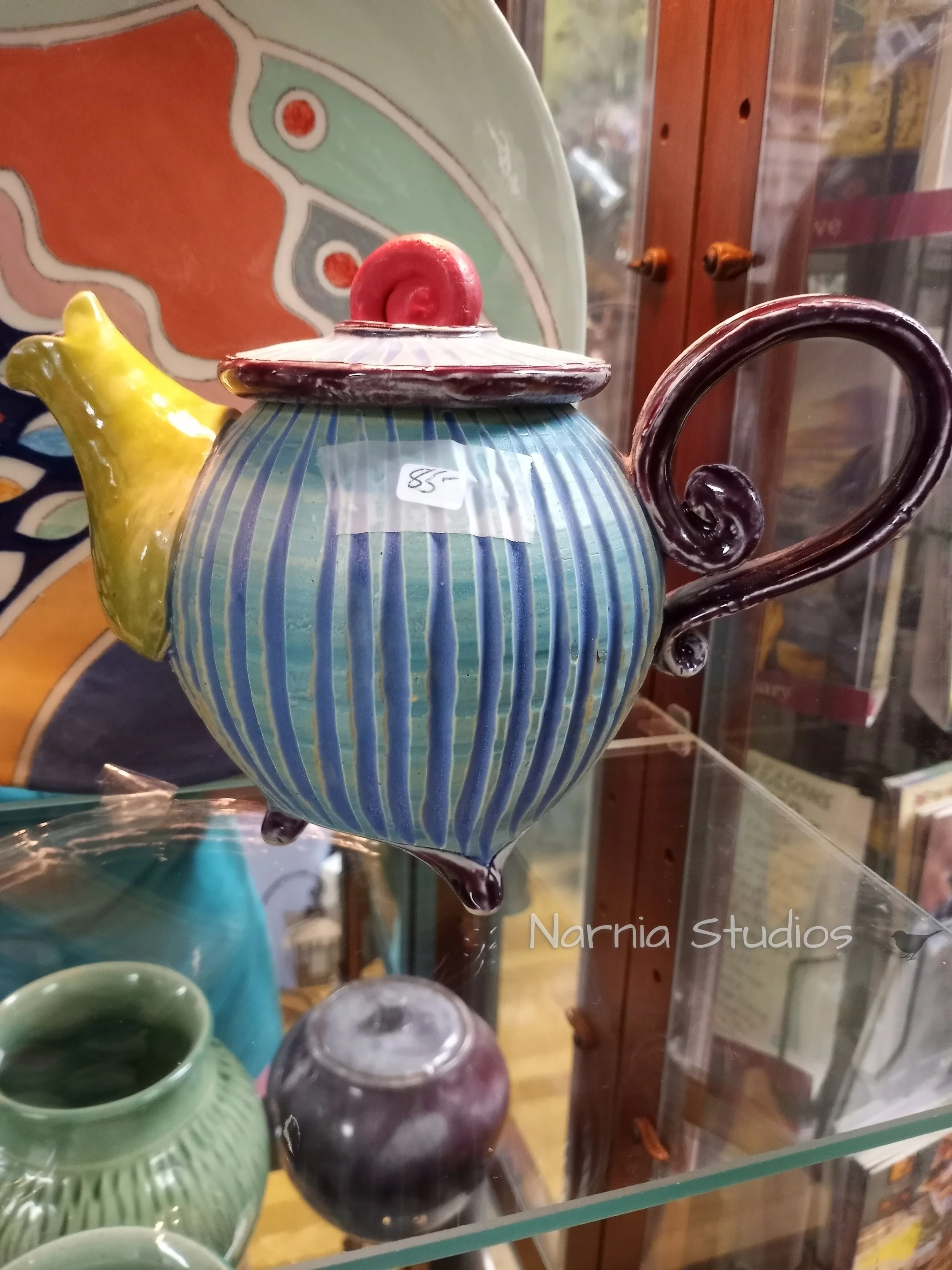 Denim and White Pottery Oil Lamp — Narnia Studios — American Made ...