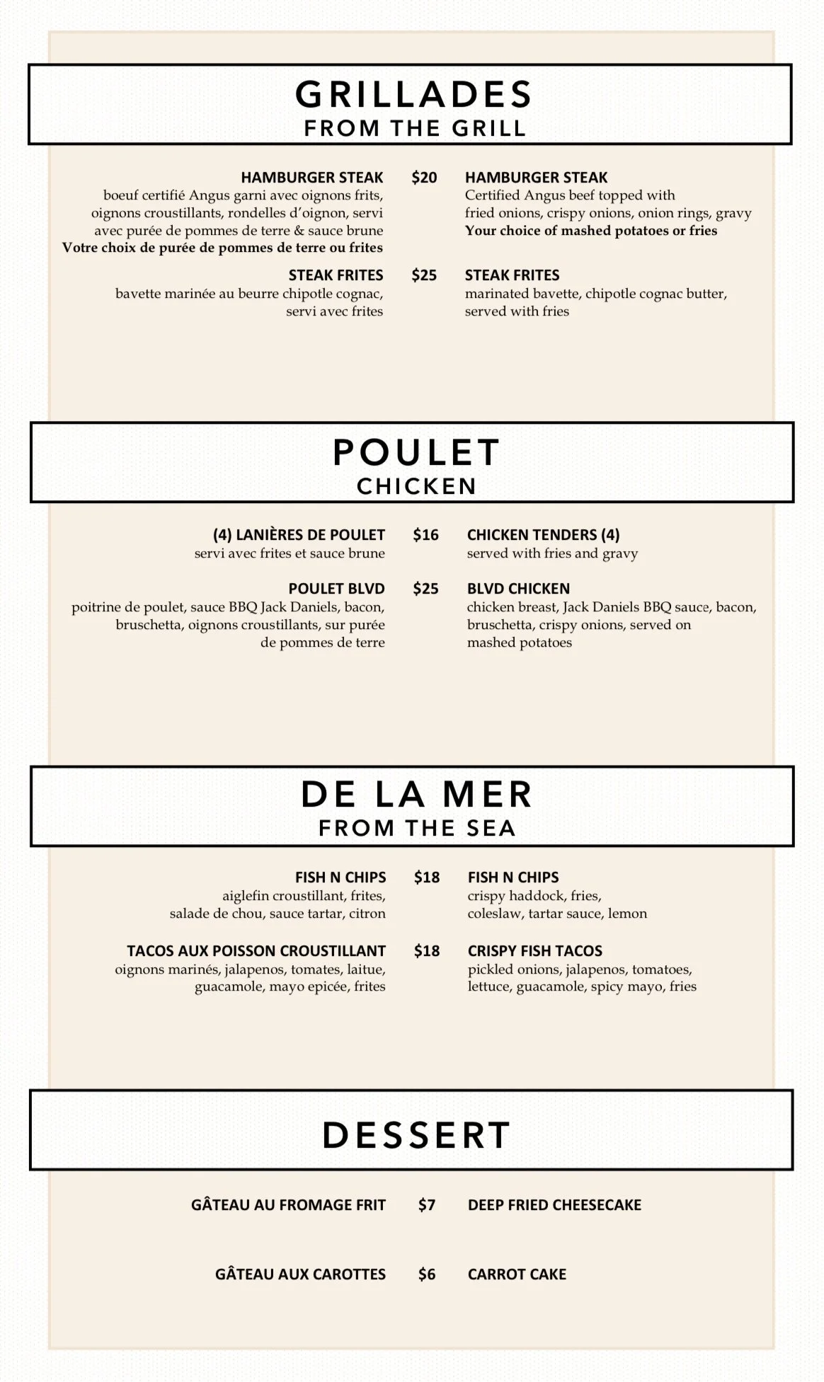 [Menu] — BLVD Bar & Gril