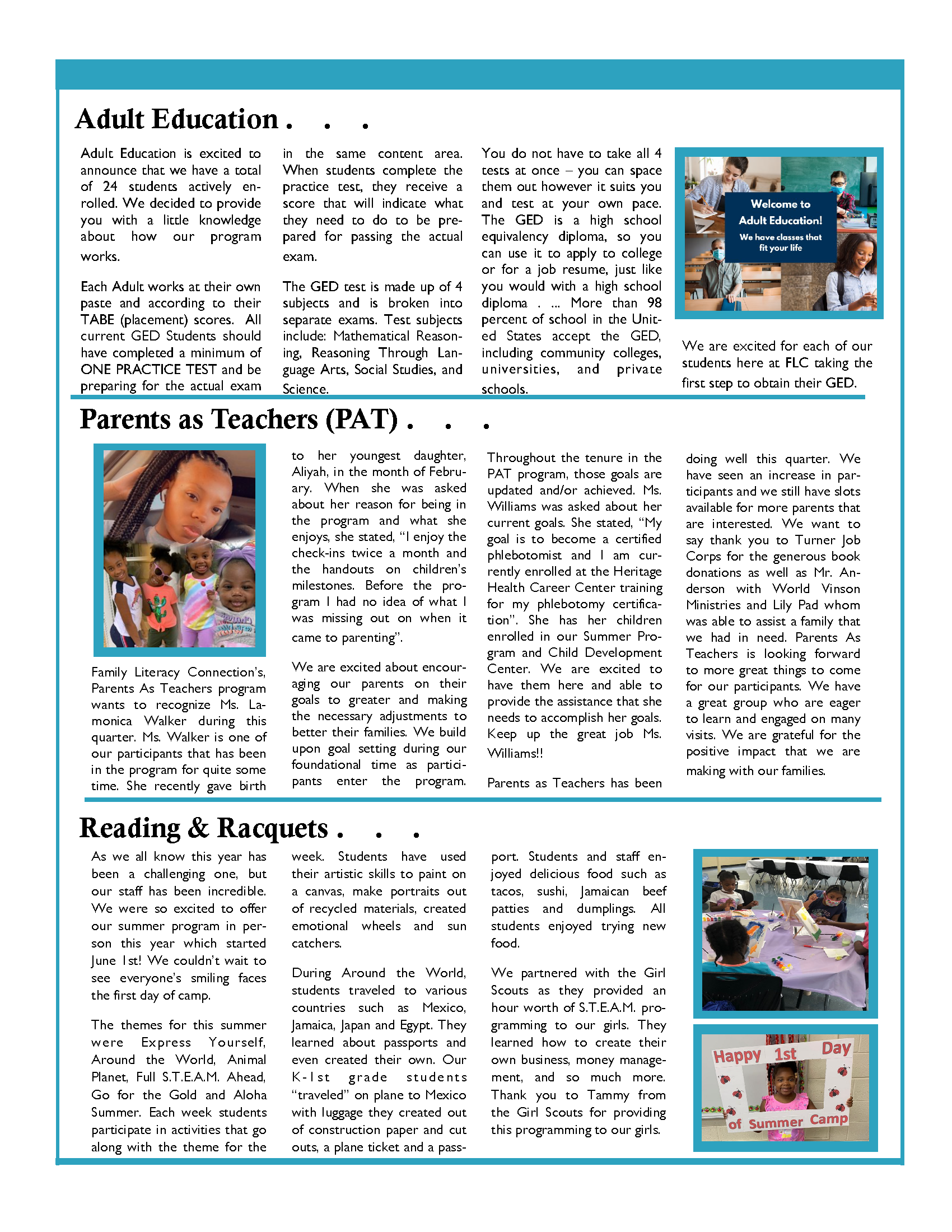 Newsletters — Family Literacy Connection