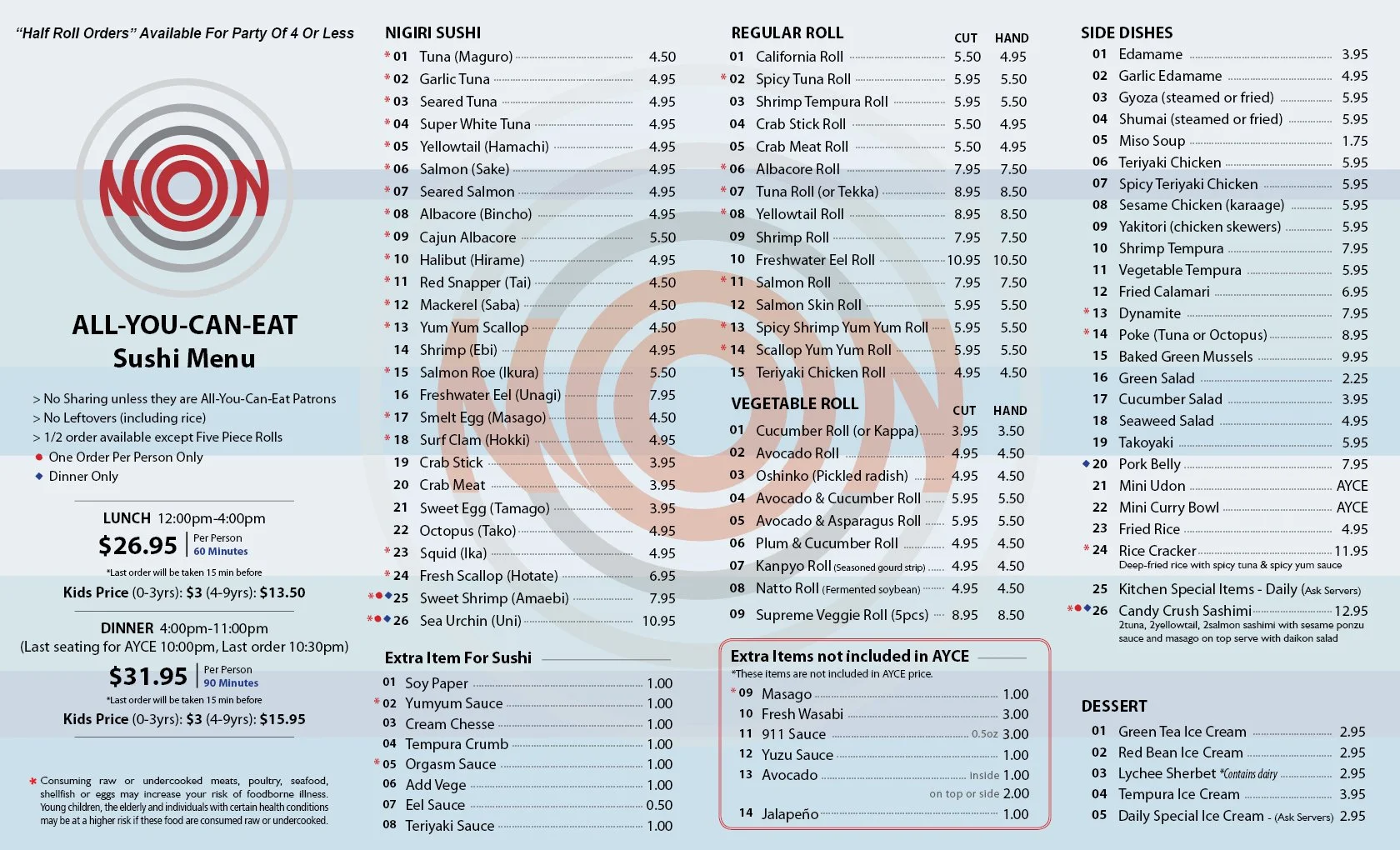 Sushi Mon Menu Sushi & Rolls — Mon Restaurant Group