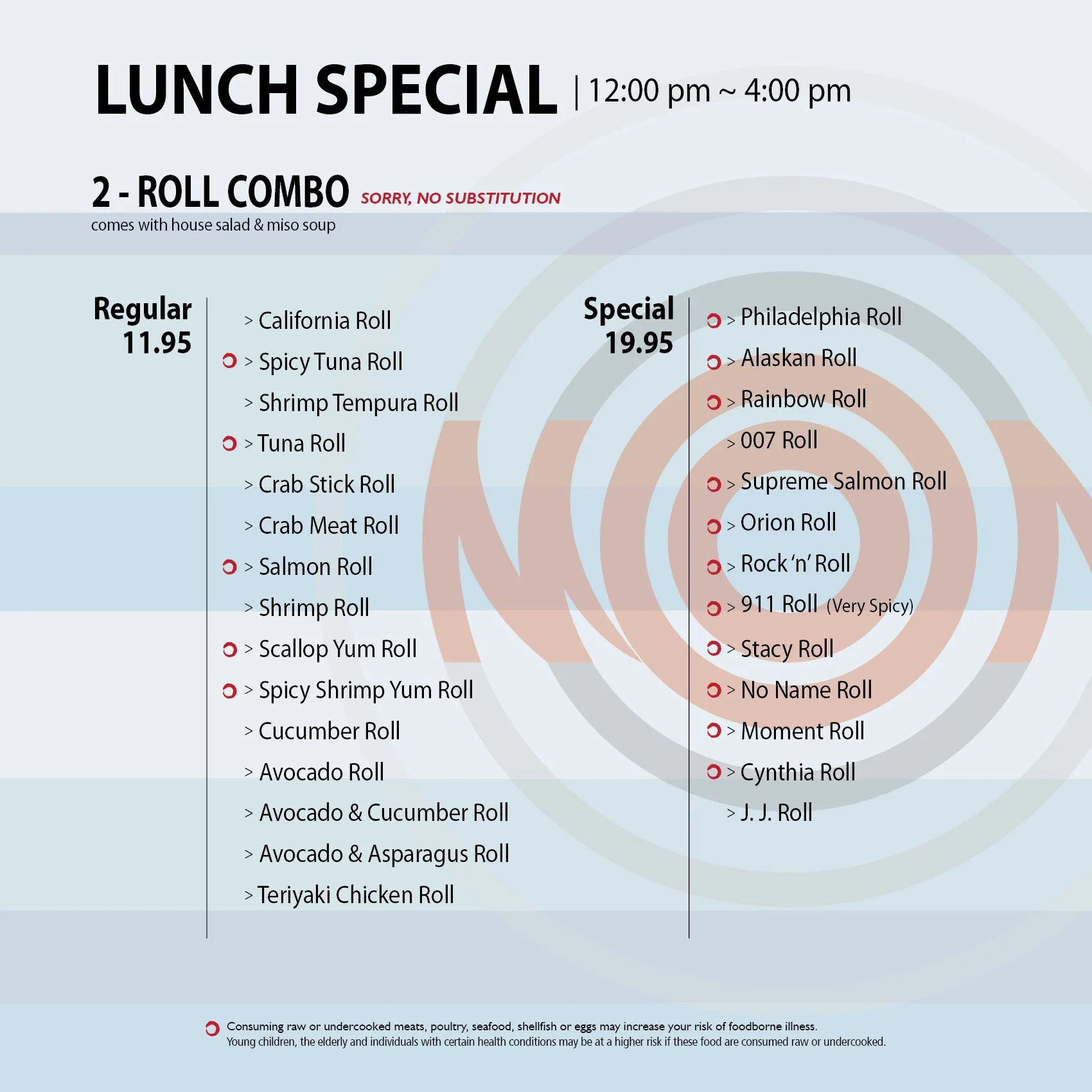 Sushi Mon Menu Lunch — Mon Restaurant Group
