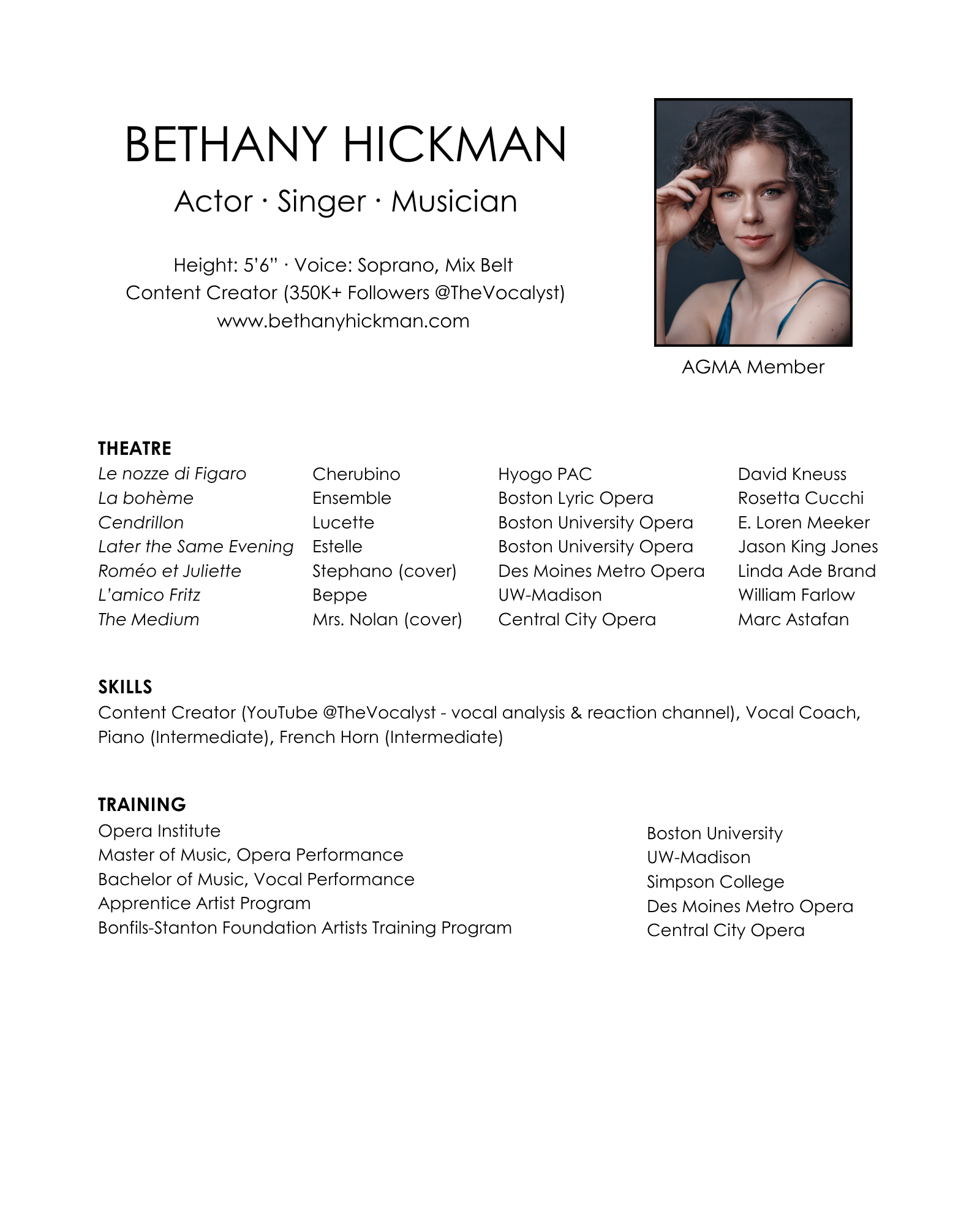 Actor — Bethany Hickman