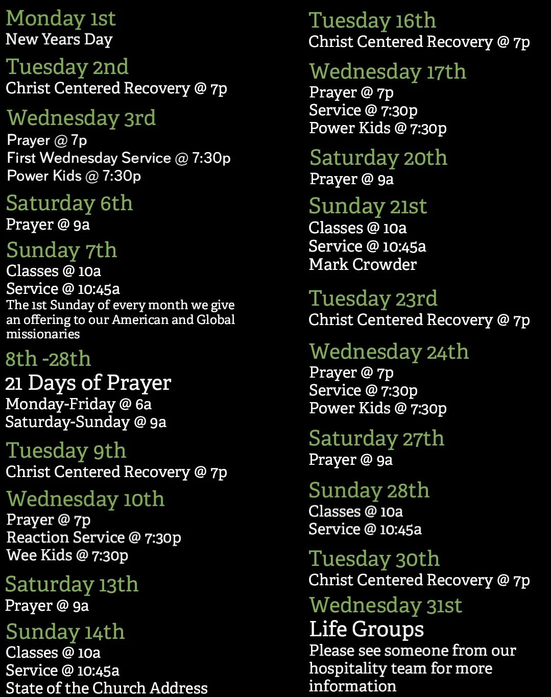 General 1 — New Life Church