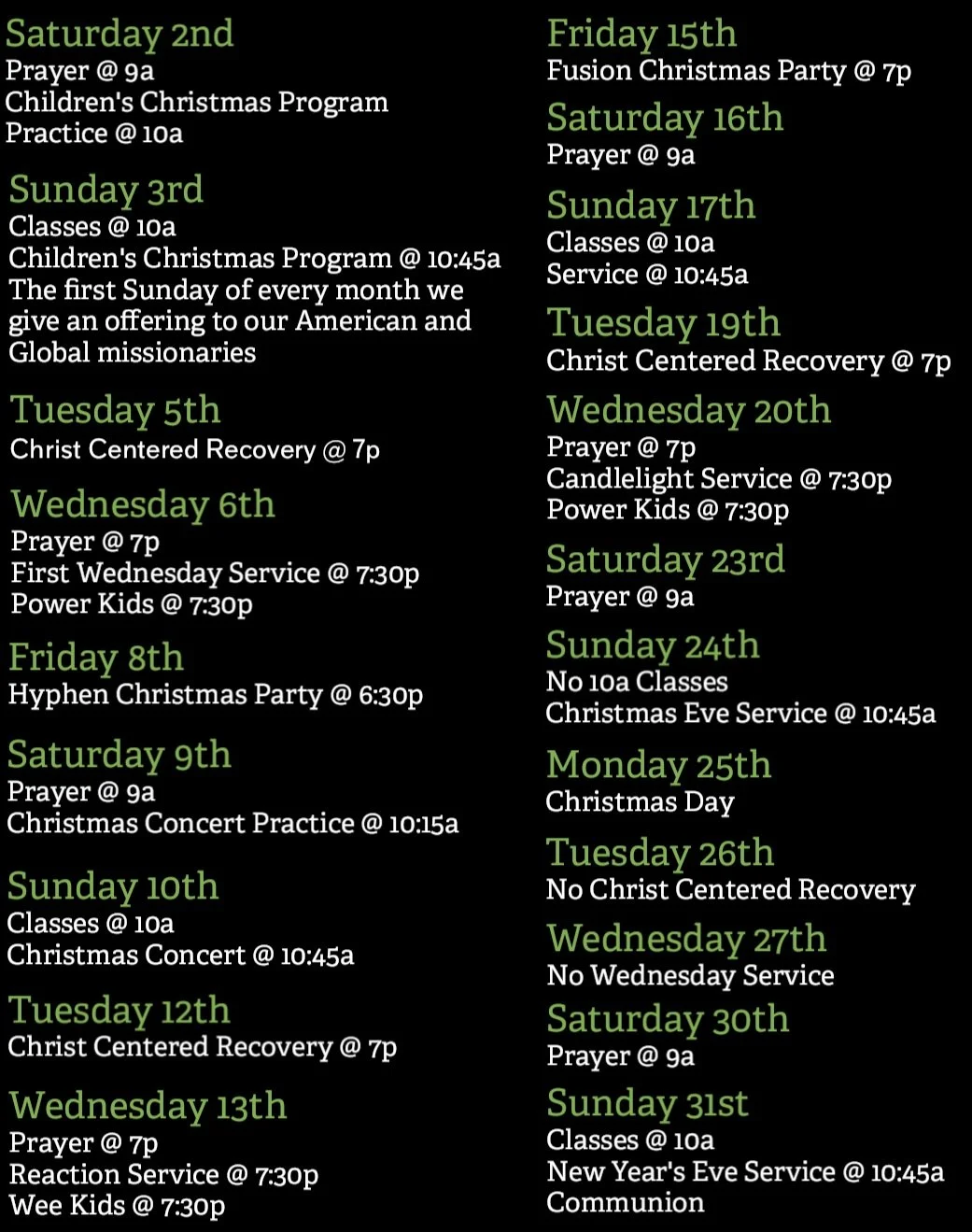 General 1 — New Life Church