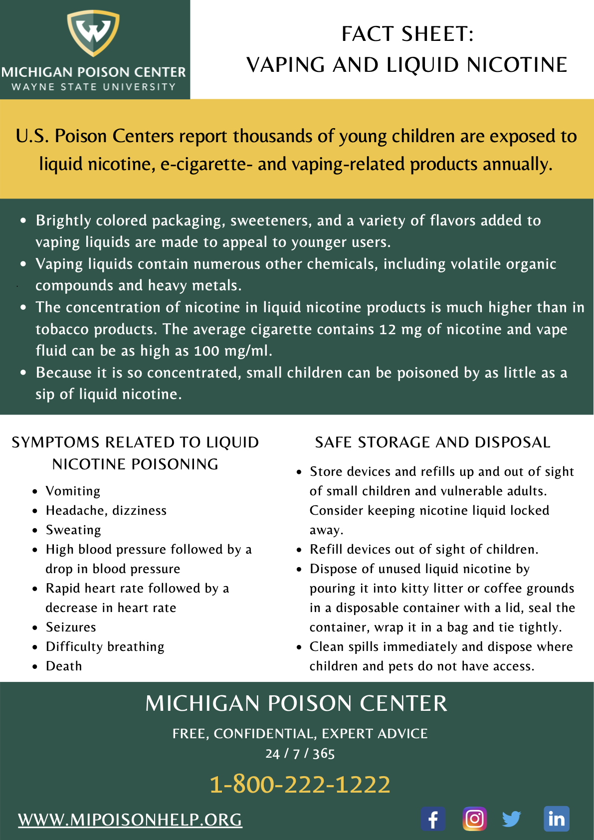 Fact Sheet: Vaping and Liquid Nicotine — Michigan Poison & Drug ...