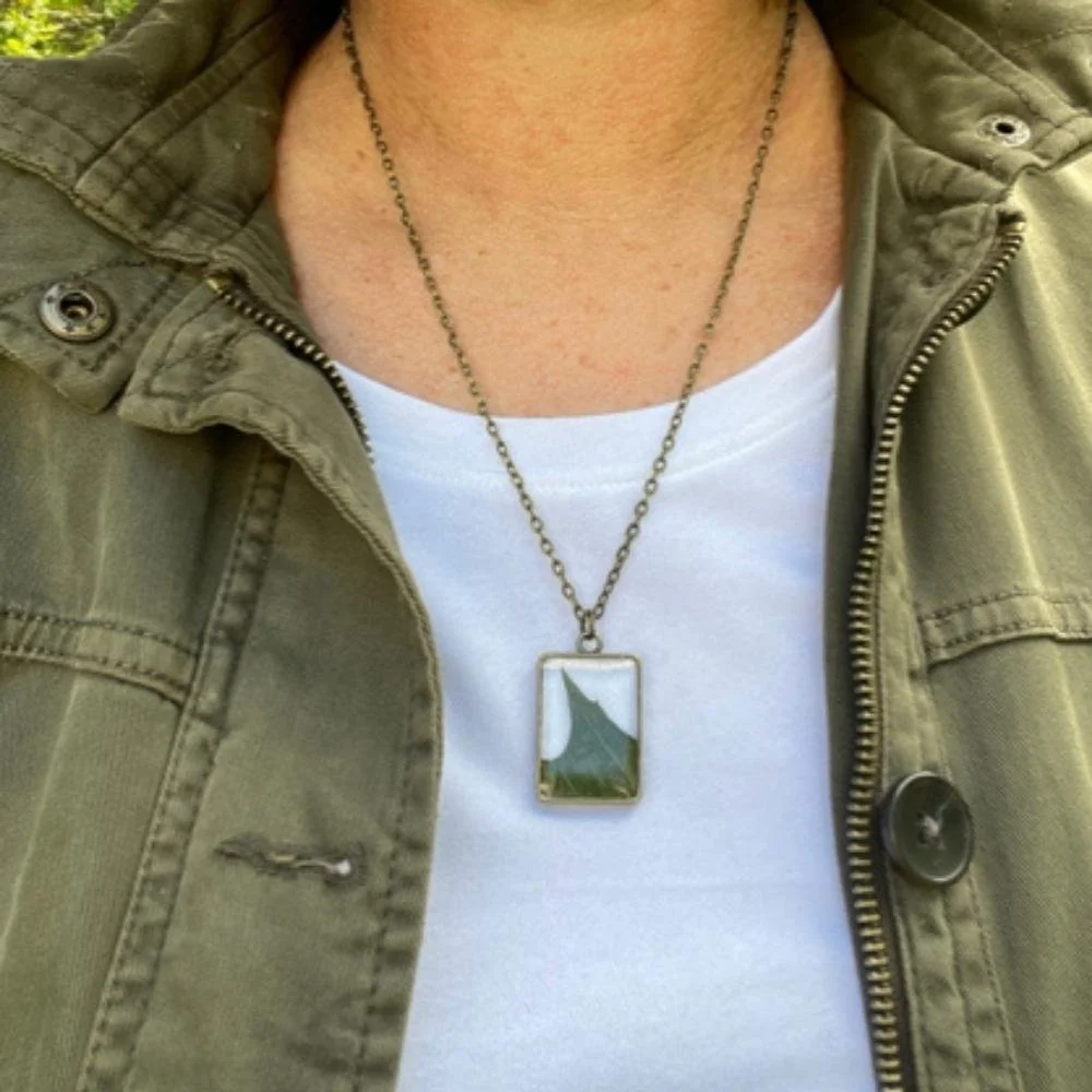 Small Rectangular Peter’s Tree Leaf Necklace — PETER STEELE®