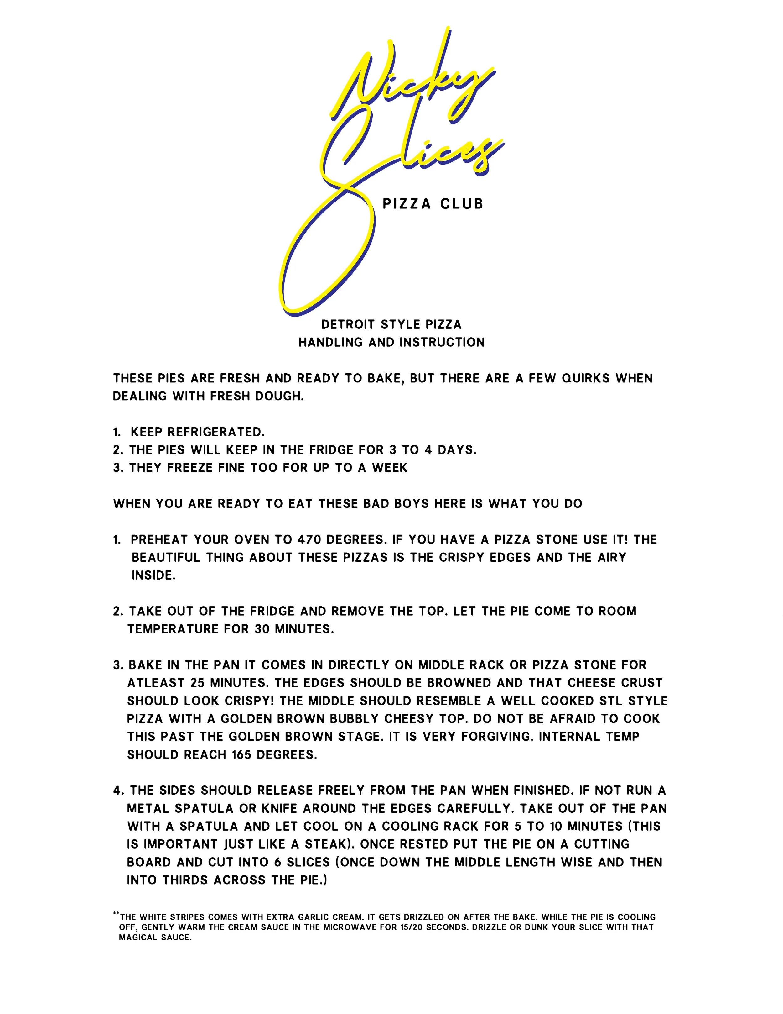 WHITE STRIPES — NICKY SLICES PIZZA CLUB