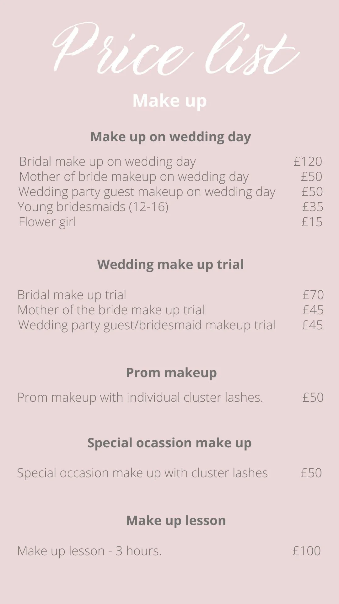 Makeup Artist Pricing List | Saubhaya Makeup