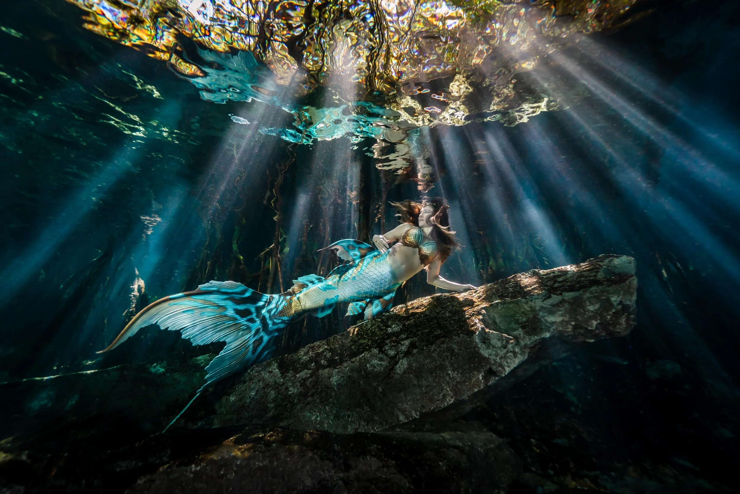 Mermaid Photoshoot in a Cenote | Underwater Photography in Cancun ...