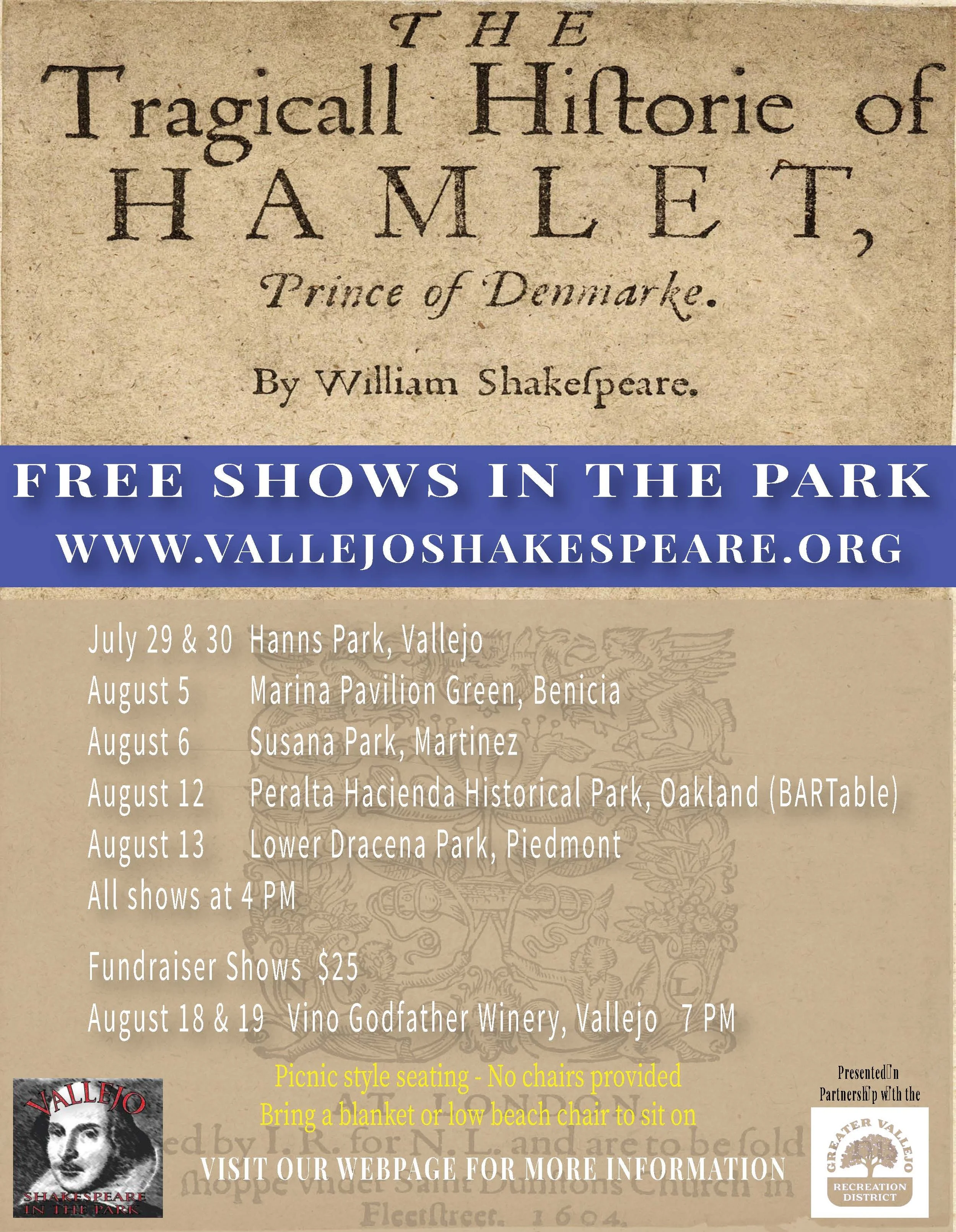Vallejo Shakespeare in the Park presents HAMLET — Visit Vallejo