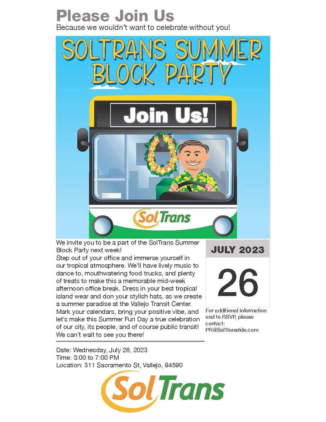 SolTrans Summer Block Party — Visit Vallejo