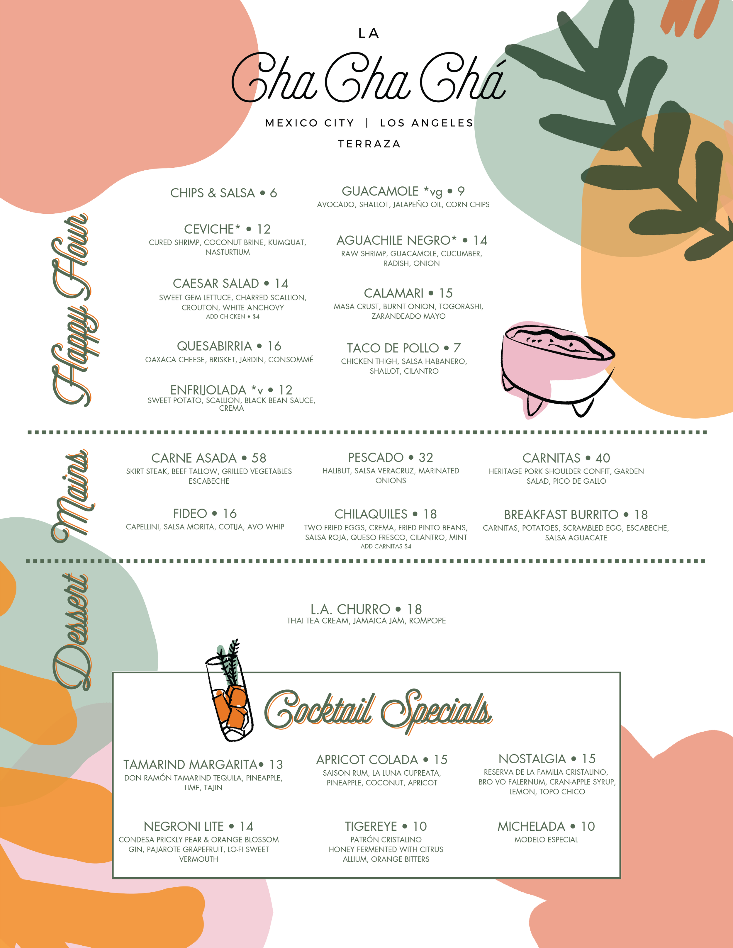 Menu — LA Cha Cha Chá