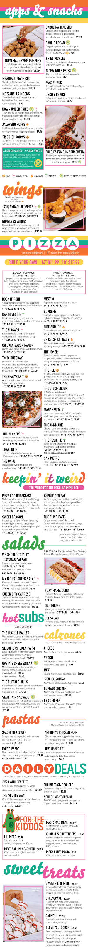 Menu — Francesca's Pizza