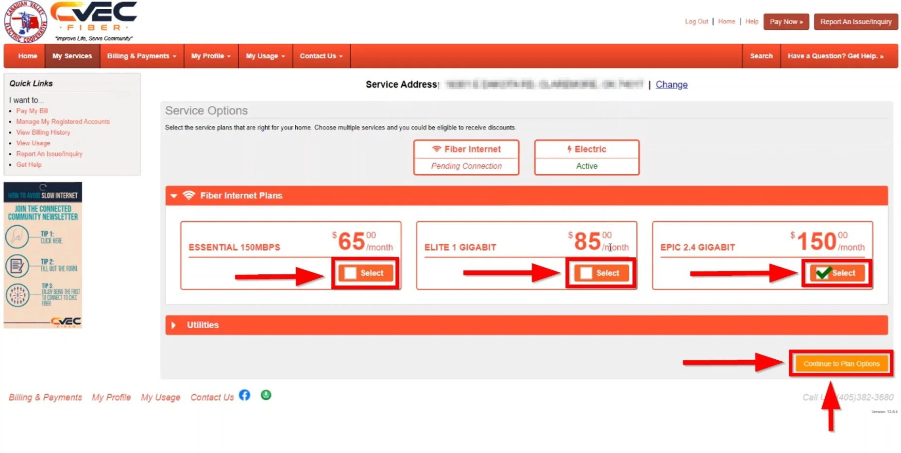 SmartHub Fiber Signup — CVEC Fiber