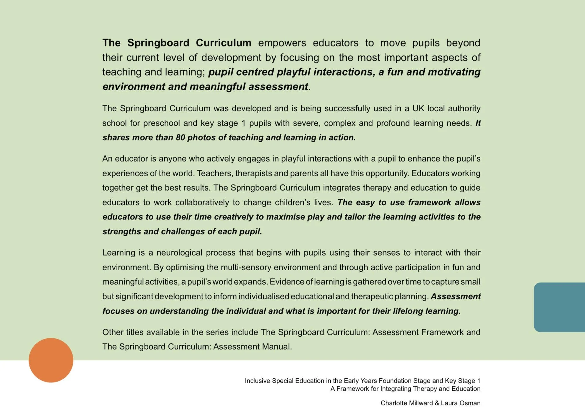 The Springboard Curriculum The Springboard Curriculum