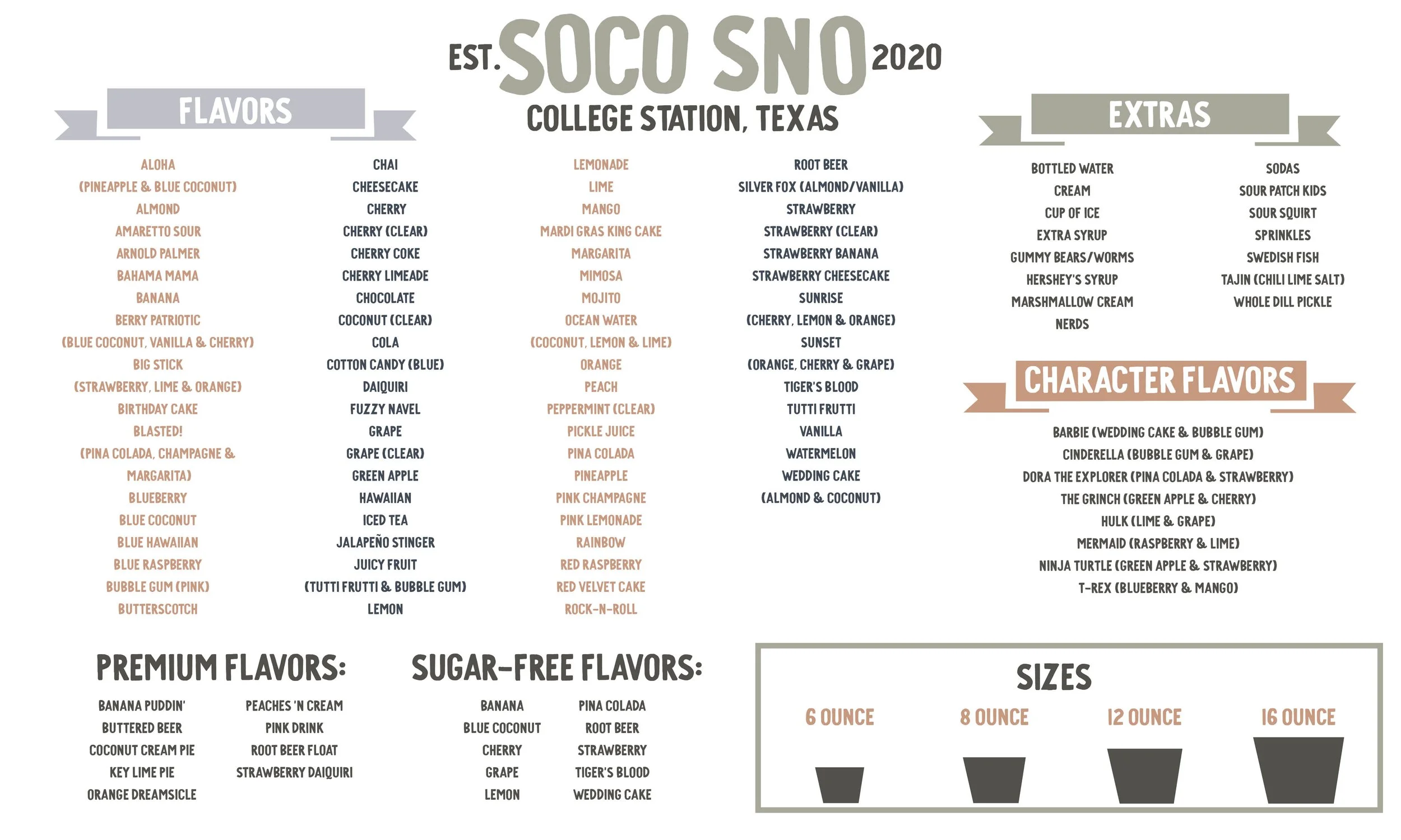 Menu — SoCo Sno