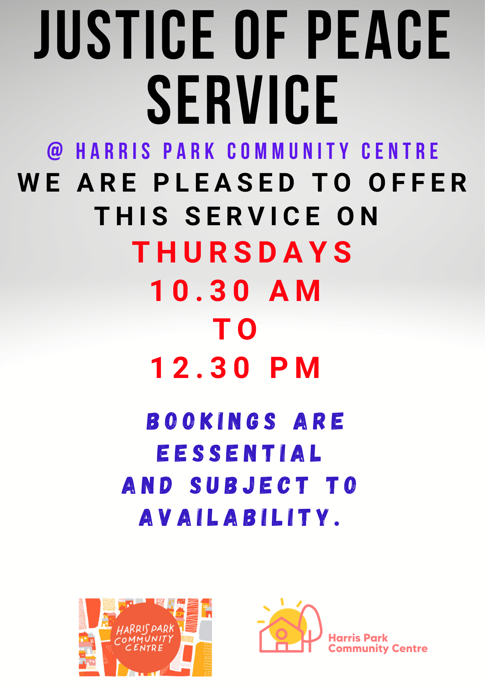 JP Service — Harris Park Community Centre