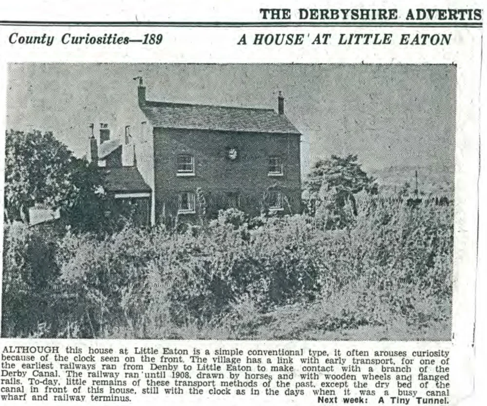 Clock House, the canal and the gangway. — Little Eaton Local History ...