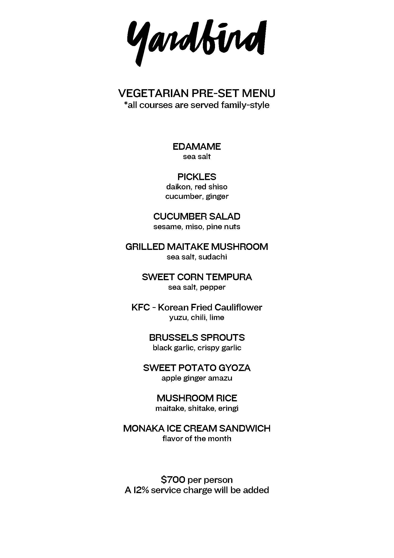 GROUP BOOKINGS — Yardbird