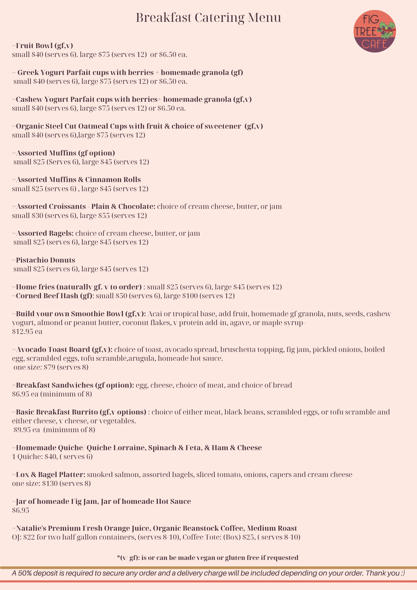 Catering Menus — Fig Tree Cafe