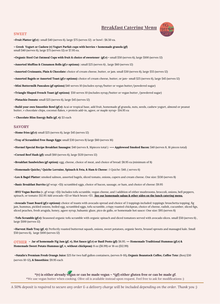 Catering Menus — Fig Tree Cafe